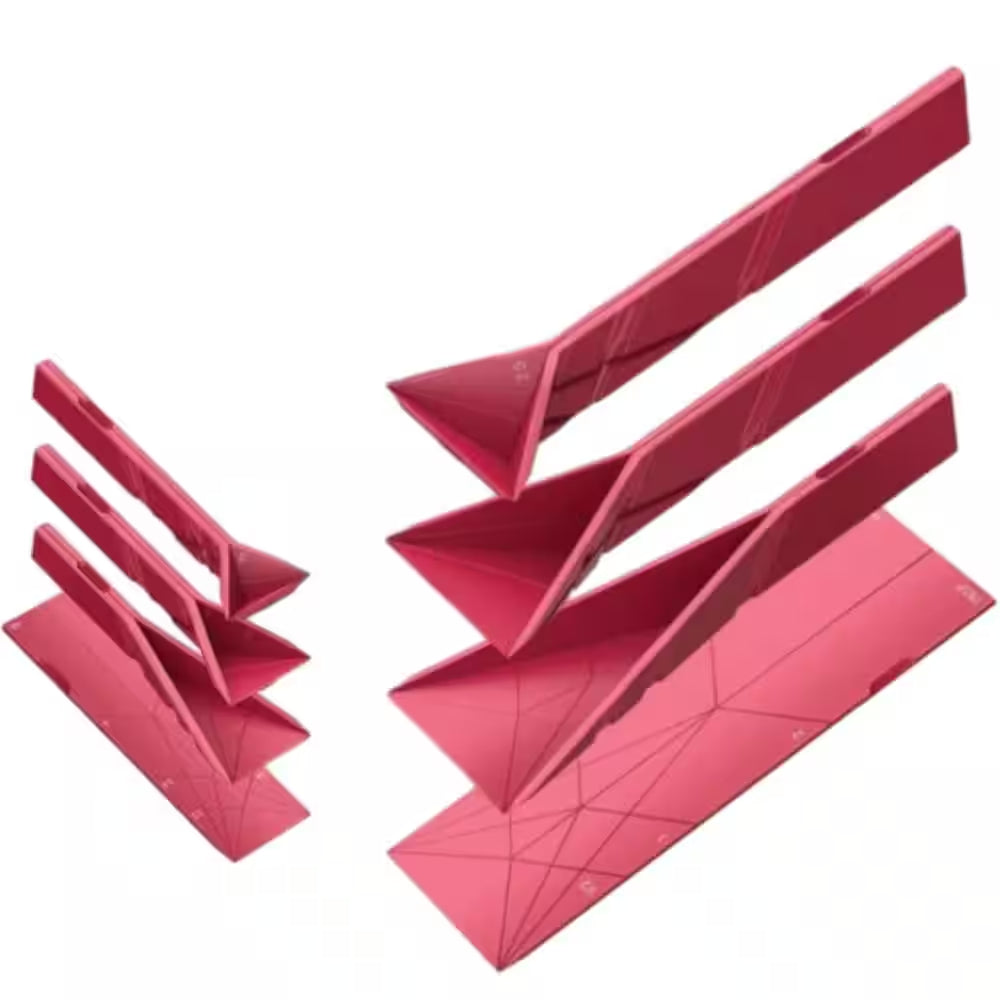 3 in 1 Red Polygon Flat Measuring Spoon Set 6 Different Sizes with Spo ...